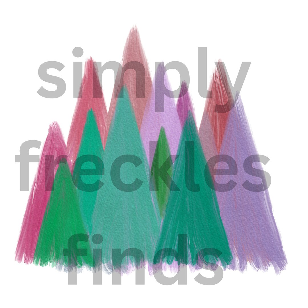 Merry Christmas Pink Green Purple Modern Trees Sublimation PNG Digital ...