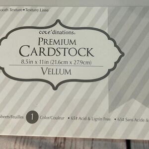 Core'dinations Premium Cardstock Vellum Smooth Texture 8.5 in X 11 in ...