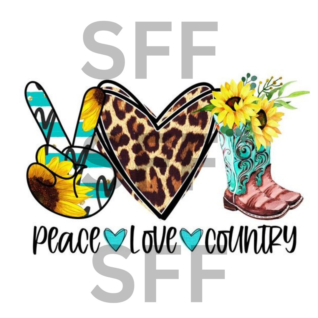 Peace Love Country Sunflower Cheetah Peace Sign Ready to Press ...