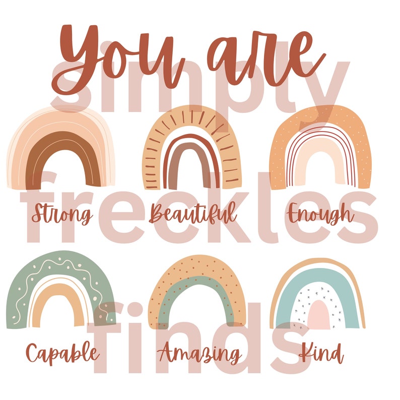 You Are Boho Rainbow Inspirational Positive Affirmation Ready to Press ...