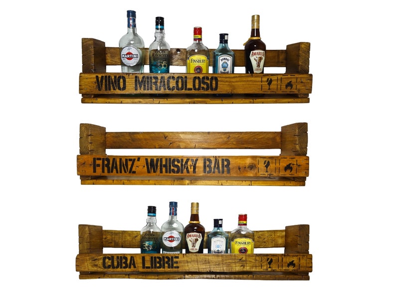 ReGaL MiT WuNSCHTeXT Whisky Wand Bar Whiskey Schnaps Gin Rum Bier Wein ...