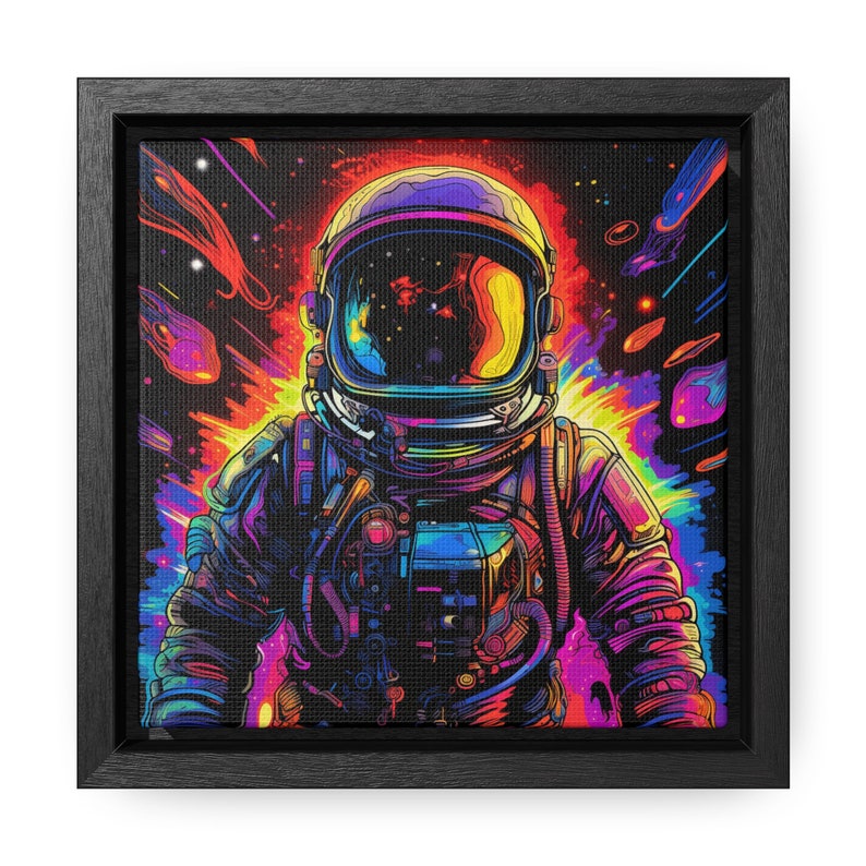 Neon Astronaut Space Print, Blacklight Space Poster, Cosmic Wall Art ...