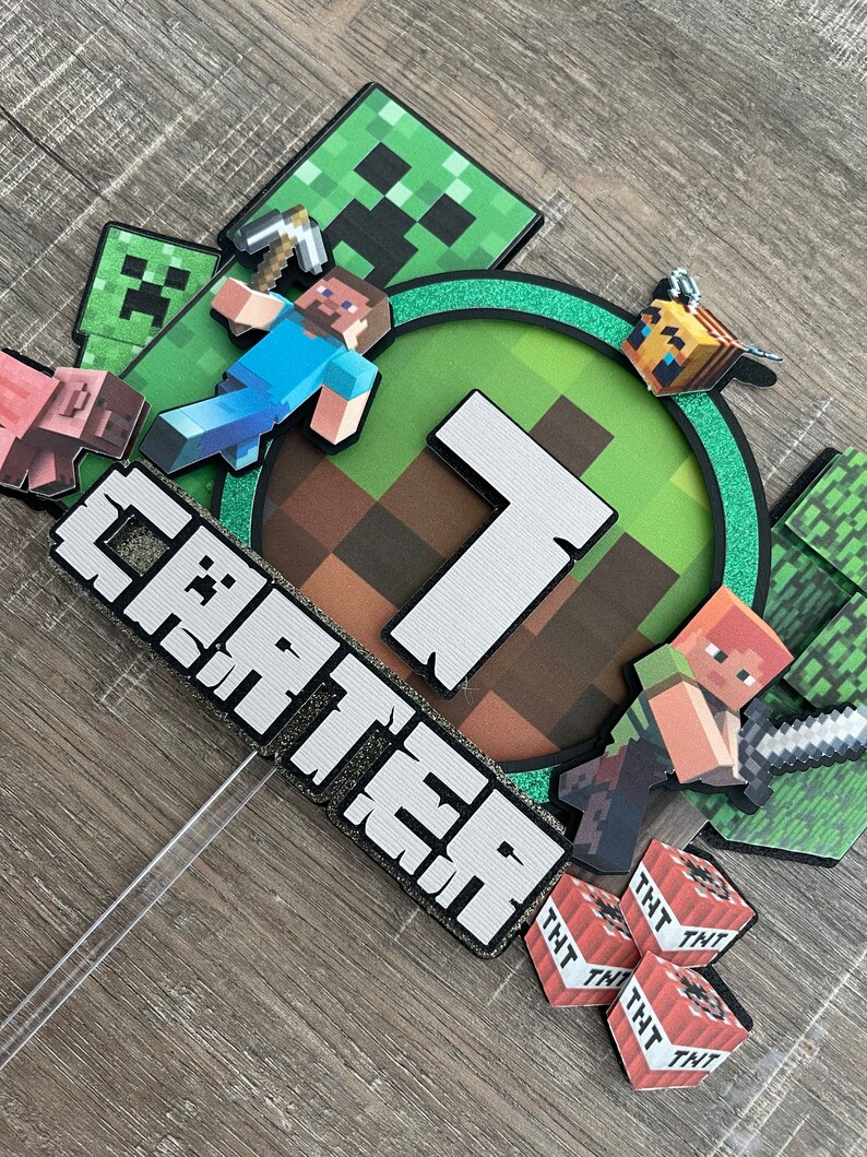 Minecraft Topper Minecraft Party Minecraft Cake Decoration - Etsy