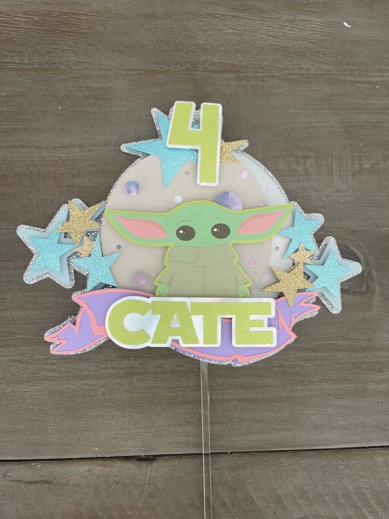 Baby Yoda Cake Topper Girly Baby Yoda Baby Yoda Theme Star - Etsy
