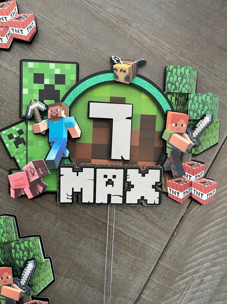 Minecraft Topper Minecraft Party Minecraft Cake Decoration - Etsy