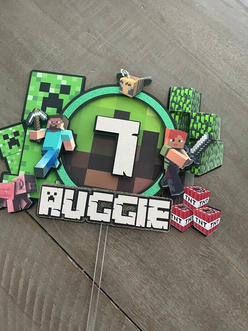 Minecraft Topper Minecraft Party Minecraft Cake Decoration - Etsy