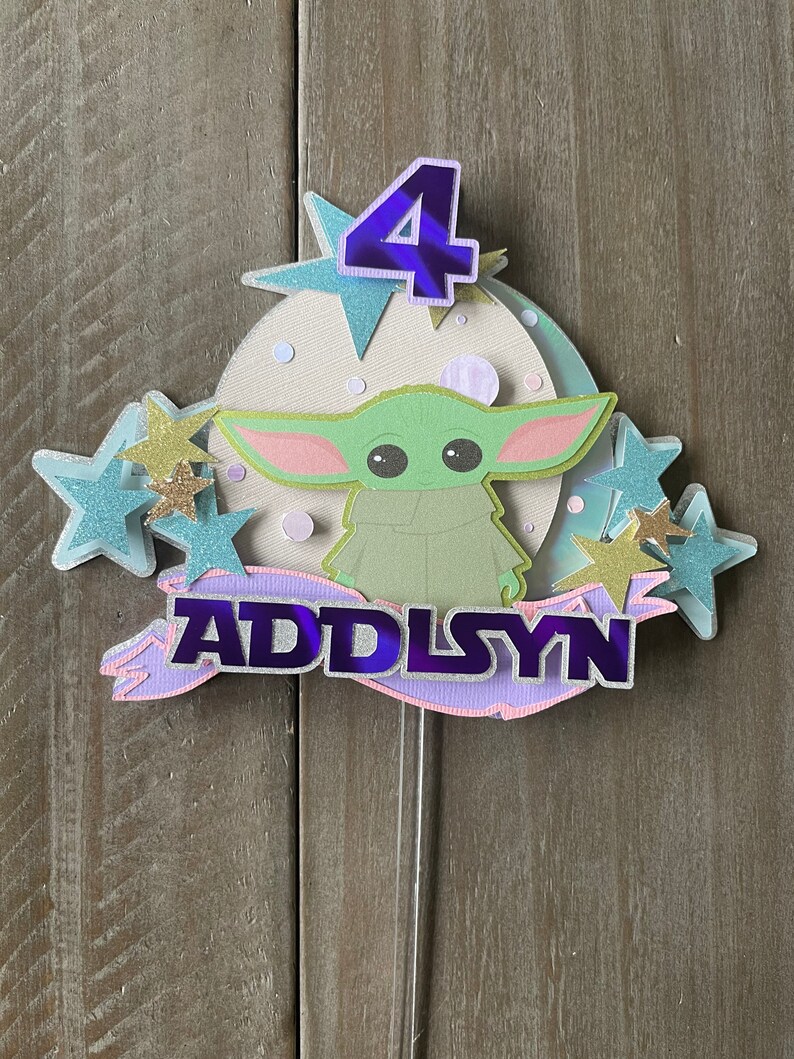 Baby Yoda Cake Topper Girly Baby Yoda Baby Yoda Theme Star - Etsy