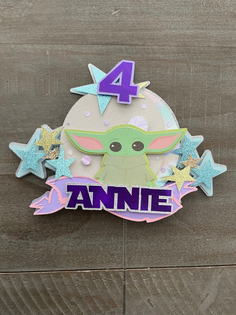 Baby Yoda Cake Topper Girly Baby Yoda Baby Yoda Theme Star - Etsy