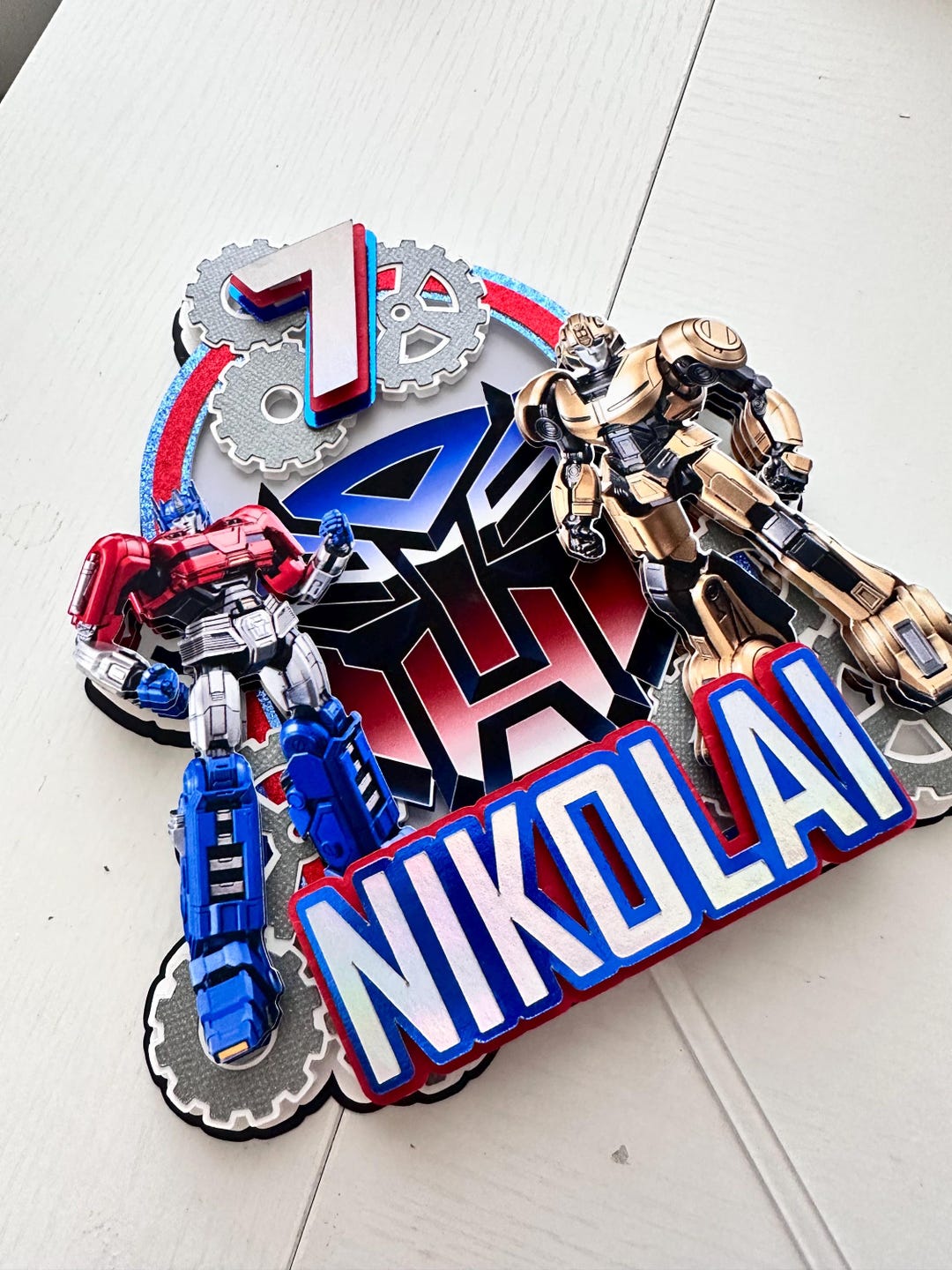 Transformers Birthday Cake Topper: Bumble Bee & Optimus Prime - Etsy