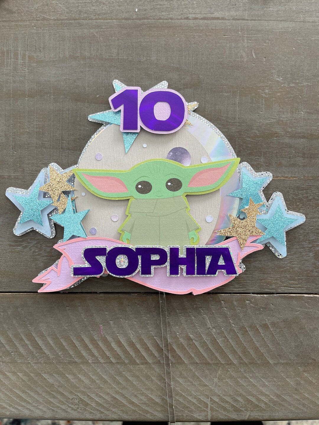 Baby Yoda Cake Topper, Girly Baby Yoda, Baby Yoda Theme, Star Wars ...