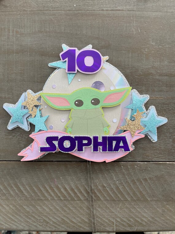 Baby Yoda Cake Topper Girly Baby Yoda Baby Yoda Theme Star - Etsy