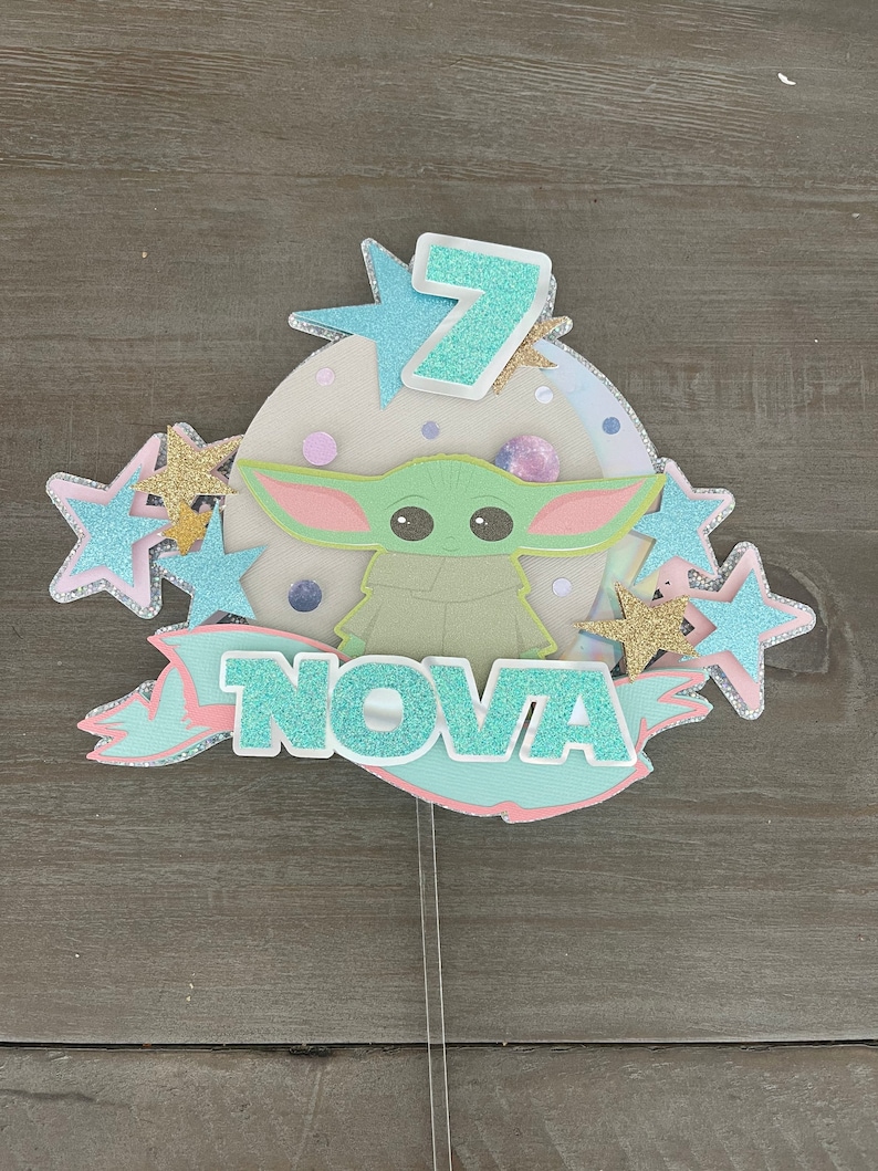 Baby Yoda Cake Topper Girly Baby Yoda Baby Yoda Theme Star - Etsy