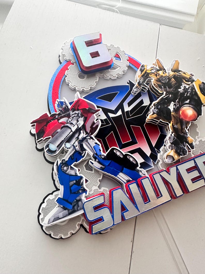 Transformers Birthday Cake Topper: Bumble Bee & Optimus Prime - Etsy