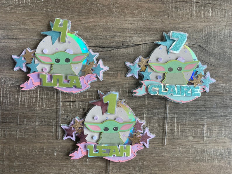 Baby Yoda Cake Topper Girly Baby Yoda Baby Yoda Theme Star - Etsy