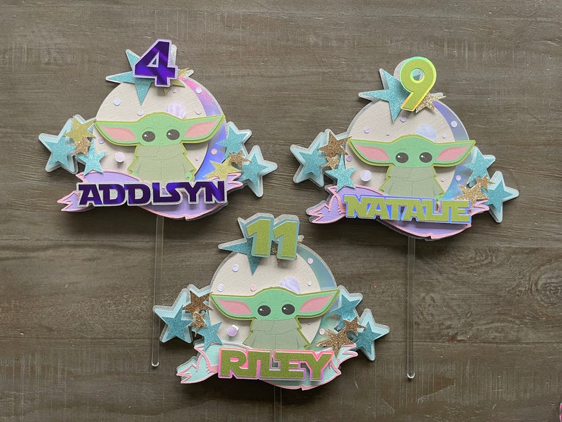 Baby Yoda Cake Topper Girly Baby Yoda Baby Yoda Theme Star - Etsy