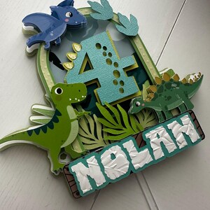 Dino Cake Topper: Personalized 3-rex Birthday Party Decor - Etsy