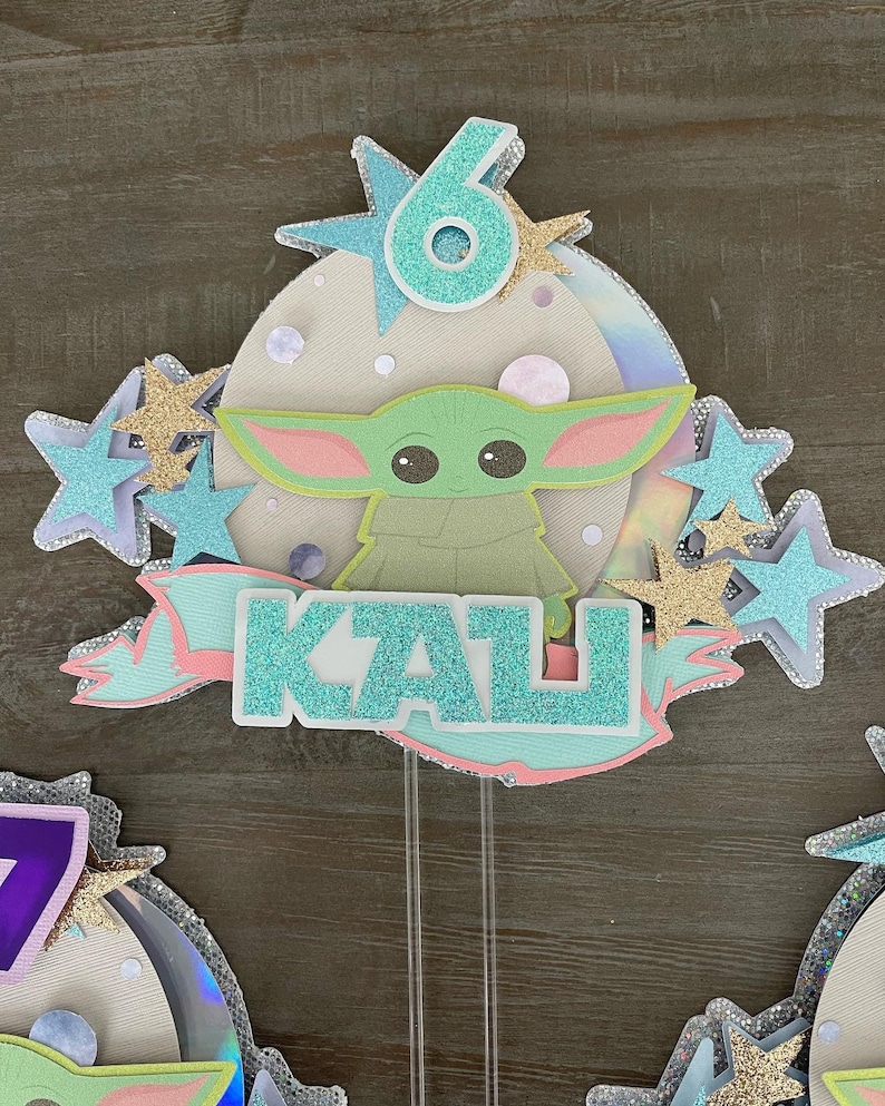 Baby Yoda Cake Topper Girly Baby Yoda Baby Yoda Theme Star - Etsy