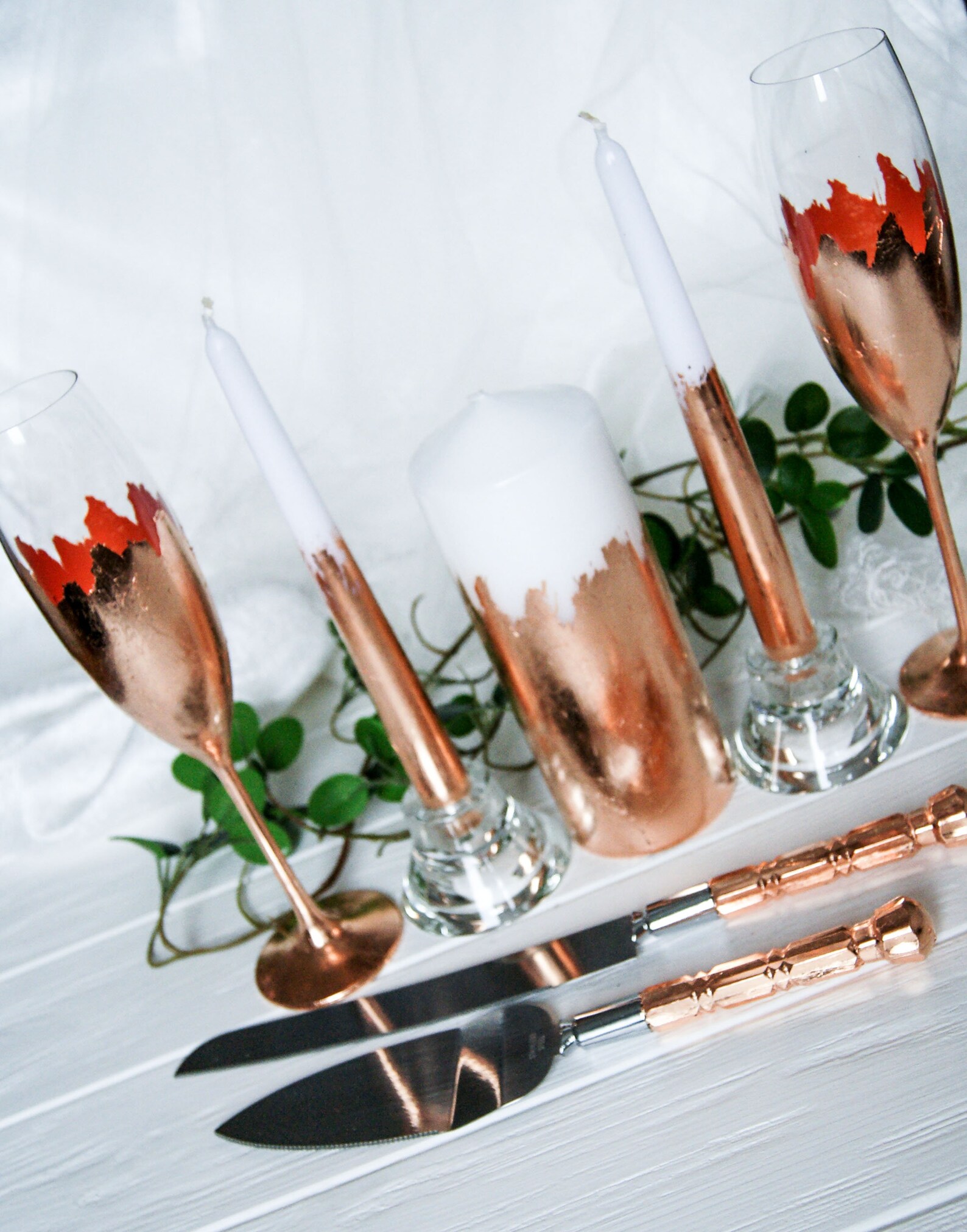 Rose Gold Unity Candle Set Engraved Wedding Toasting Glasses | Etsy