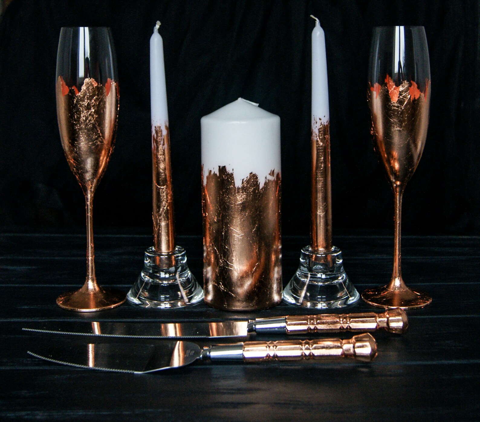 Rose Gold Unity Candle Set Engraved Wedding Toasting Glasses | Etsy