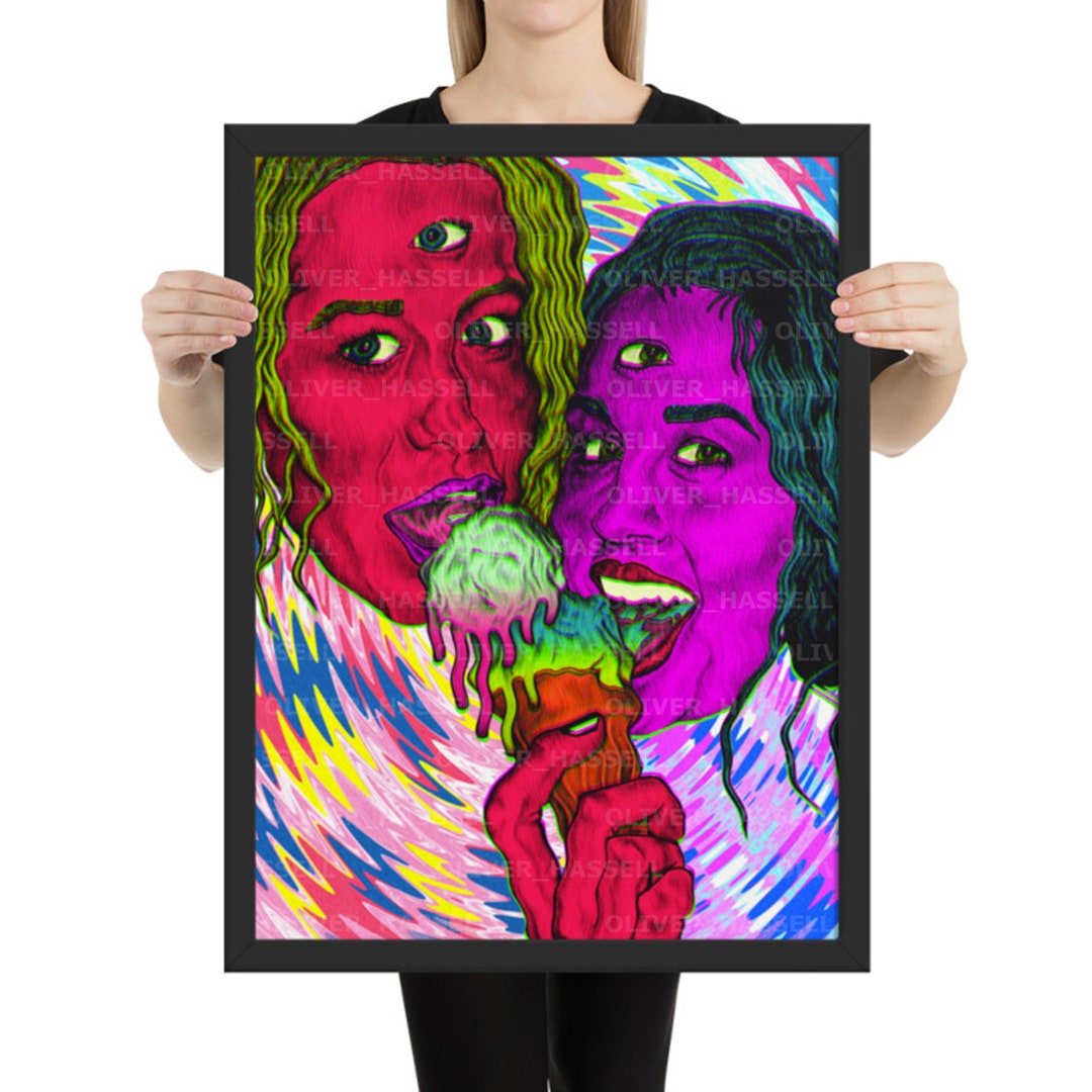 Acid Ice Cream Art Print Surreal Third Eye Psychedelic Girls - Etsy