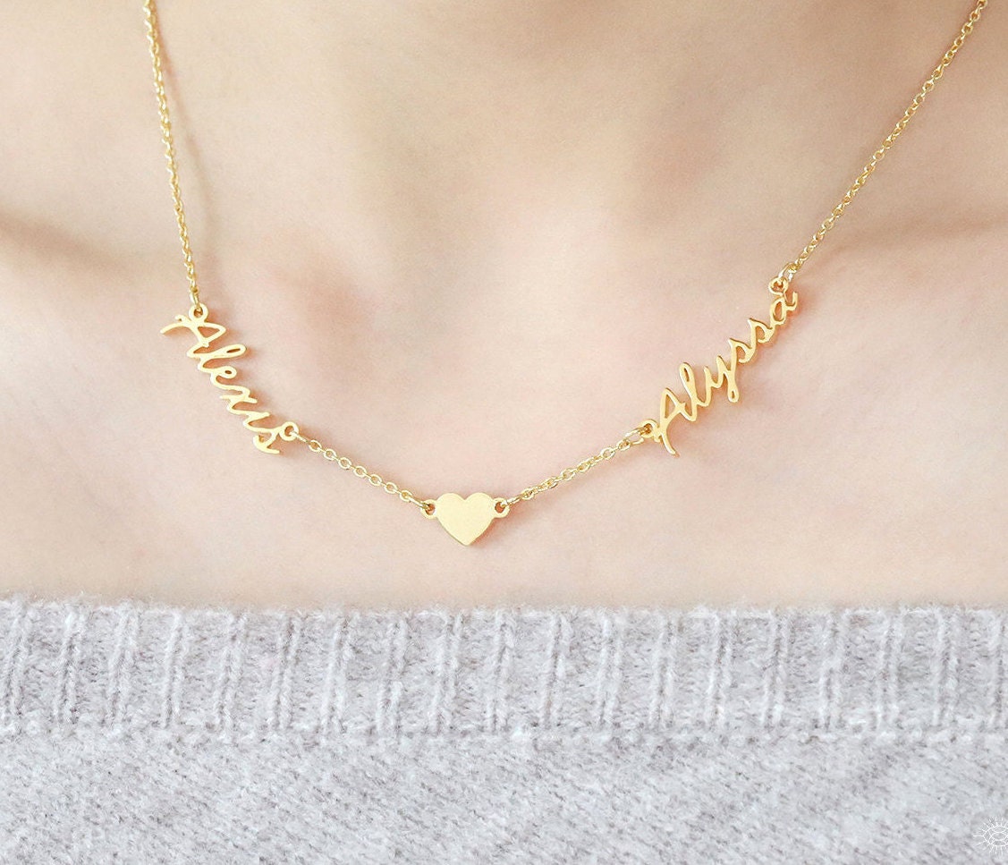 Double Name Necklace Multiple Name Necklace Custom Two - Etsy