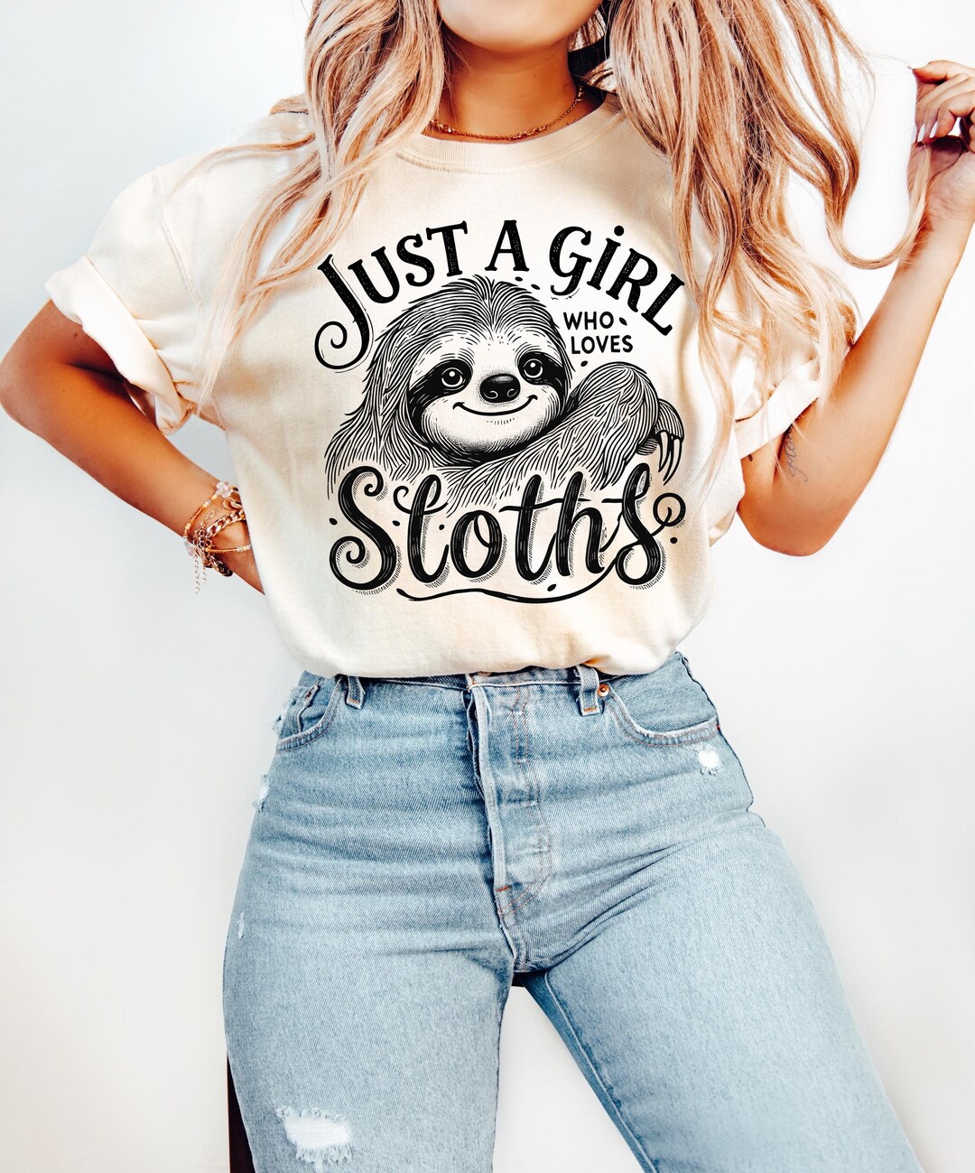 Cute Sloth Clipart, Sloth Svg, Just A Girl Who Loves Sloths Svg, Vector ...