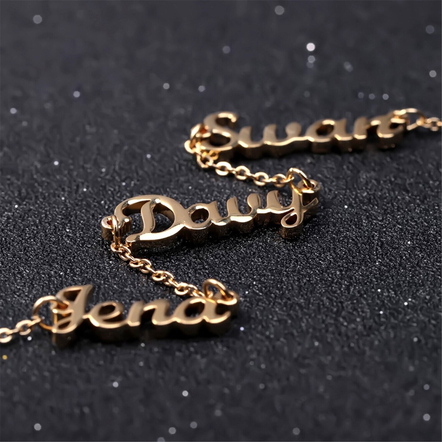 Three Names Necklace Dainty Triple Name Necklace Children | Etsy