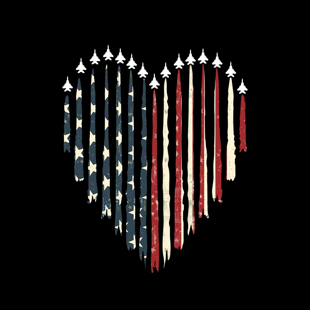 Fighter Jet Airplane American Flag Heart Png, Air Force Flyover Svg ...
