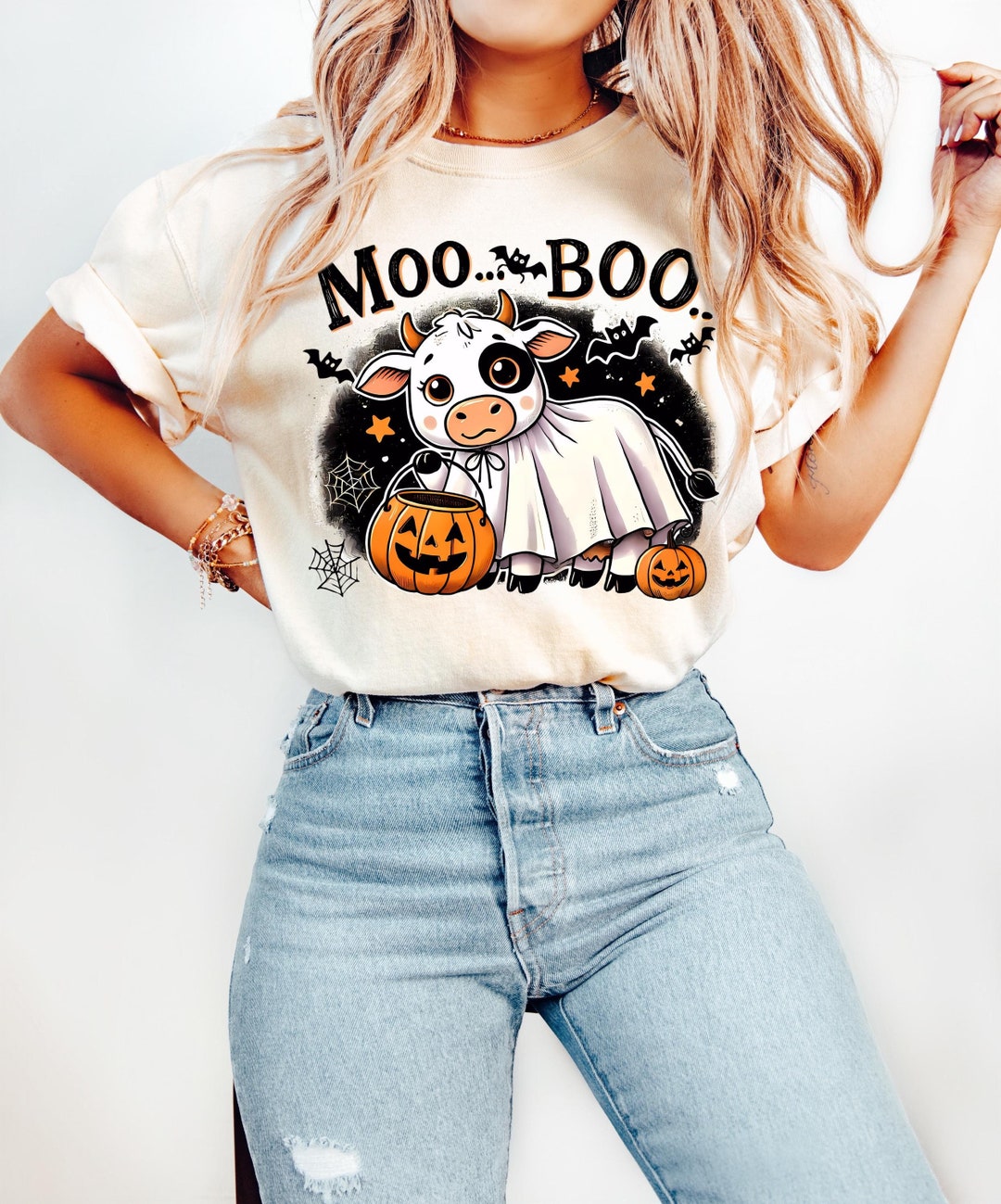 Moo Boo Png, Spooky Cow Png, Halloween Western Boo Cow Ghost Png, Cute ...