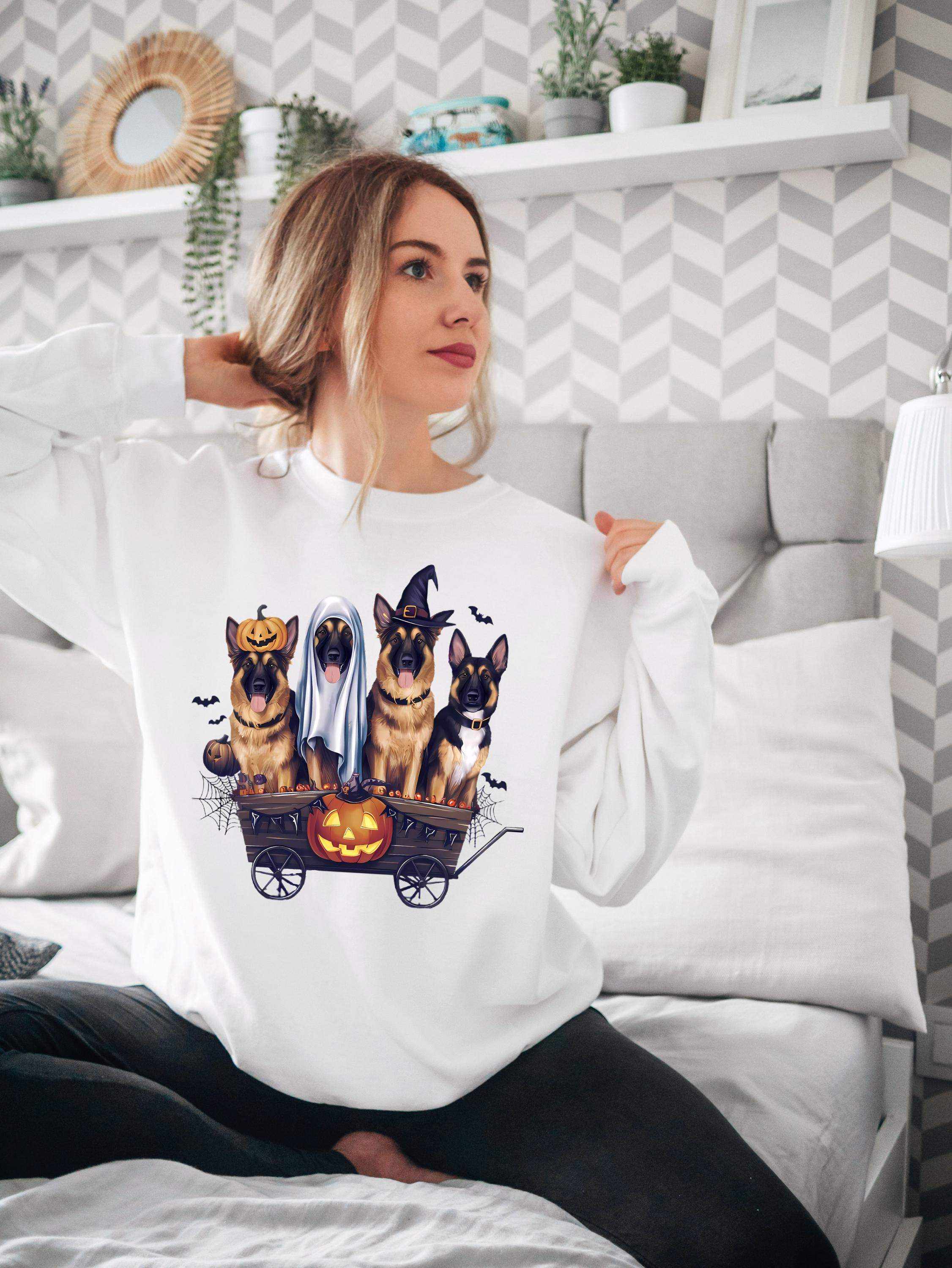 German Shepherd Ghost Dog PNG, Spooky Dog Sweatshirt Png, Halloween Dog ...
