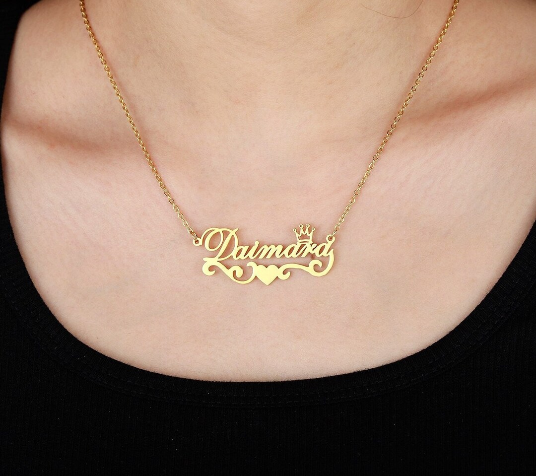 Custom Crown Name Necklace Gold Custom Name Necklace - Etsy