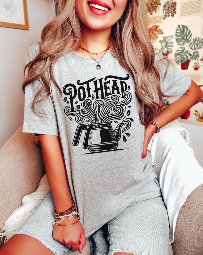 Pot Head SVG & Png, Funny Coffee SVG, Cut Files for Cricut, Printable ...