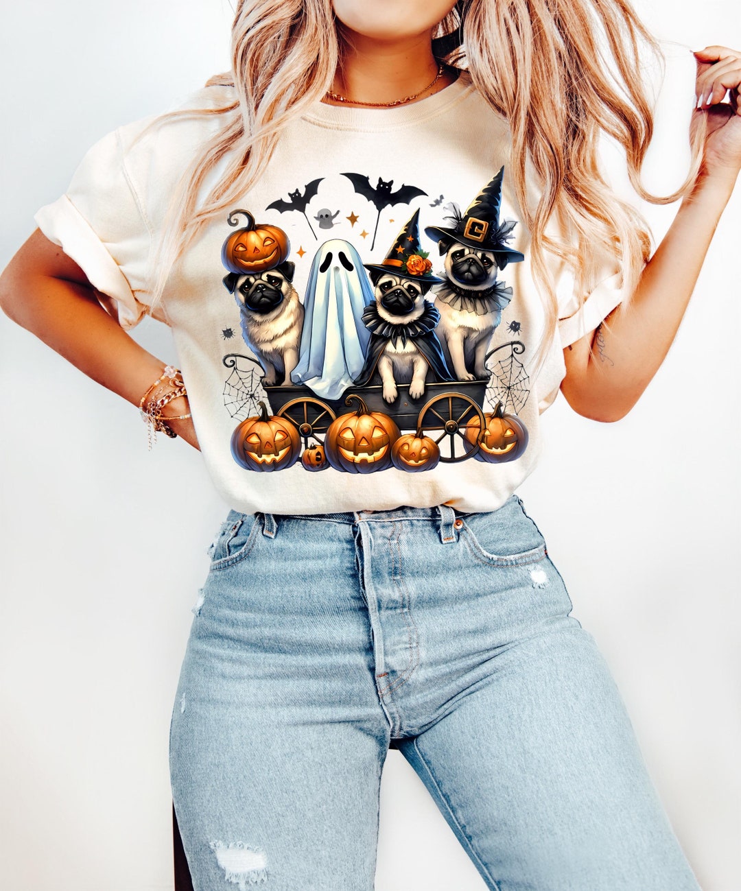 Pug Dog Halloween Png Sweatshirt, Dog Horror Halloween Shirt, Dog ...