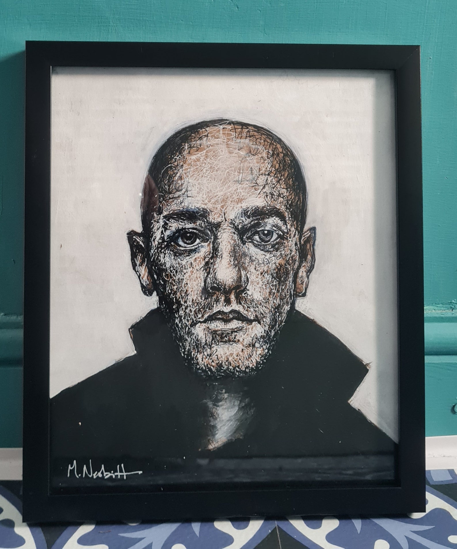 Michael Stipe Portrait: Original Ink Drawing on Cardboard, Framed - Etsy
