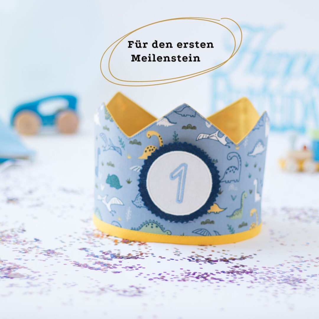 Children's Birthday Crown Dino Motif, Cotton Birthday Crown, Fabric ...