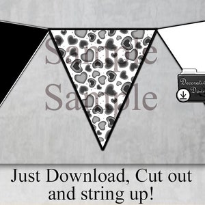 Black and White Pennants Instant Download Printable Pennant Monochrome ...