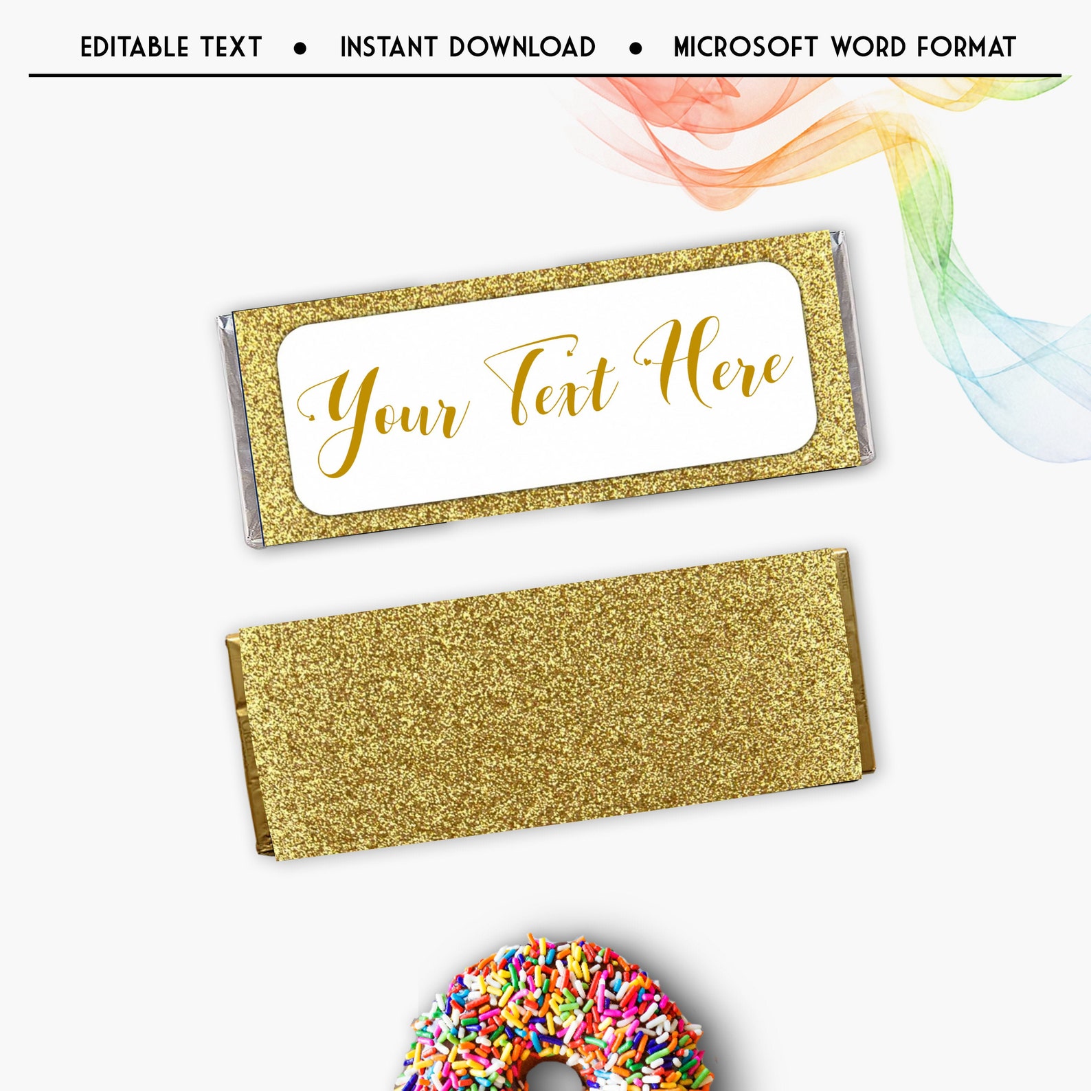 White and Gold Candy Bar Wrapper Elegant Chocolate Bar - Etsy