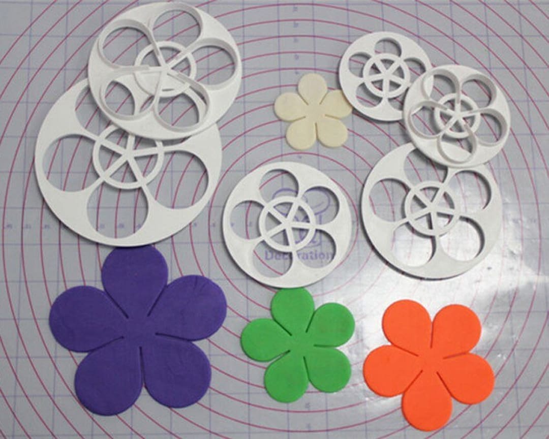 Rose Cutters Flower Cutter Fondant Roses 6 Pieces Set Plastic Fondant ...