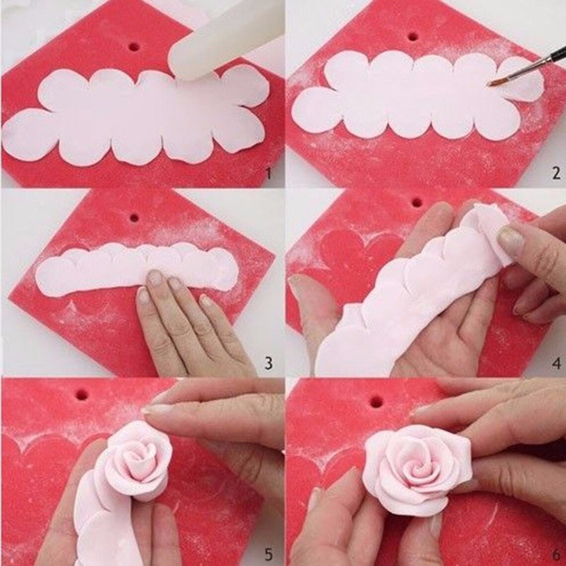 Rose Flower Cutter, 3 Pieces Plastic Cutters for Making Fondant and Gum ...