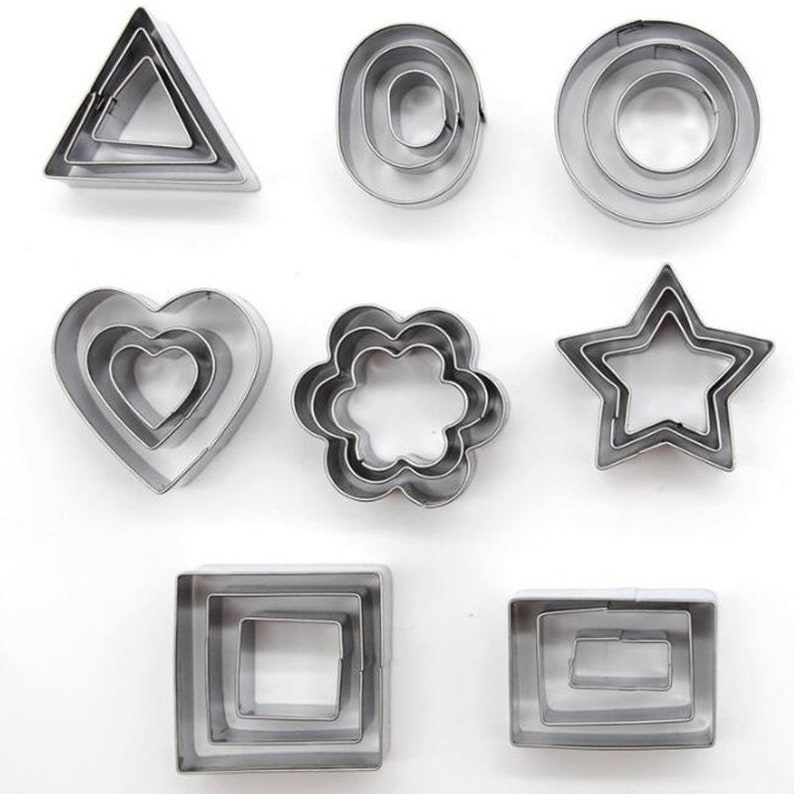 Cookie Cutters Basic Shapes Set of 24 Stainless Steel Cutters | Etsy