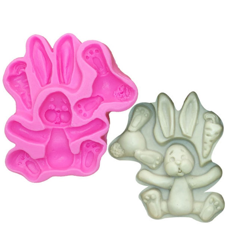Easter Bunny Silicone Mold Fondant Rabbit Mold Carrot and Bunny Mold ...