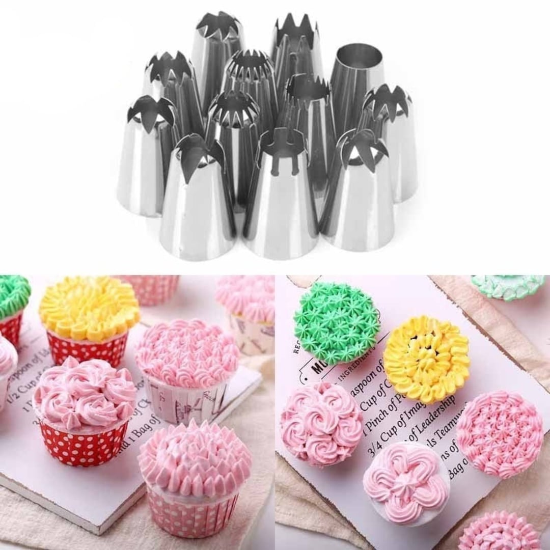Large Icing Tips 12 Pcs Set Icing Nozzles Russian Nozzles Set ...