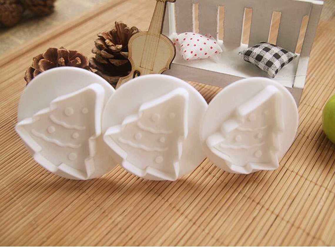 Christmas Tree Plunger Cutter Set 3 Pieces Fondant Cutter Cookie Cutter ...