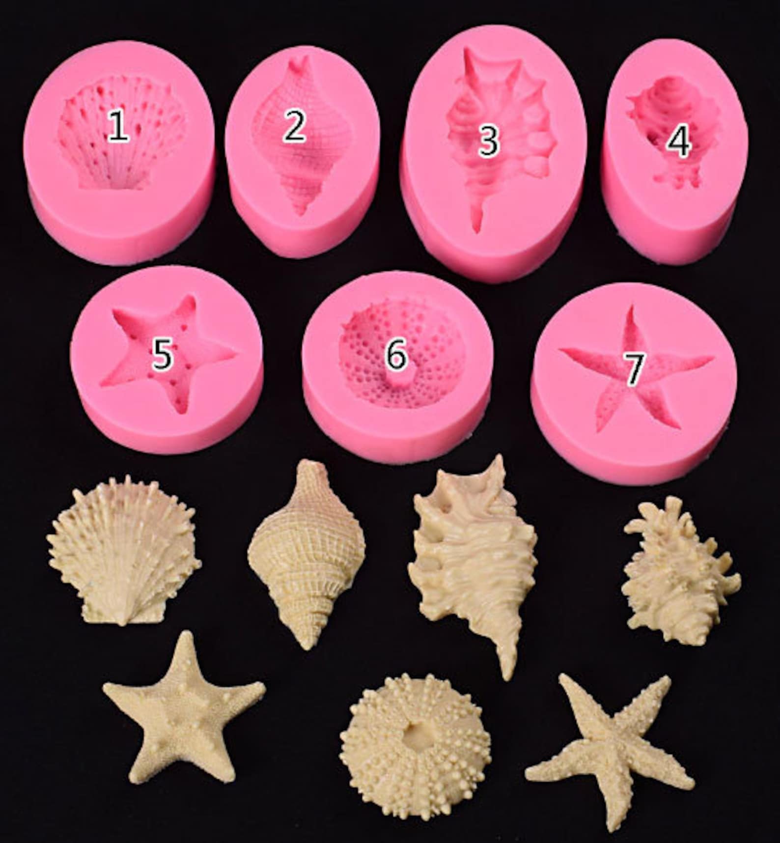 Sea Shells Silicone Mold Star Fish Mold Sea Urchin Silicone Mold ...