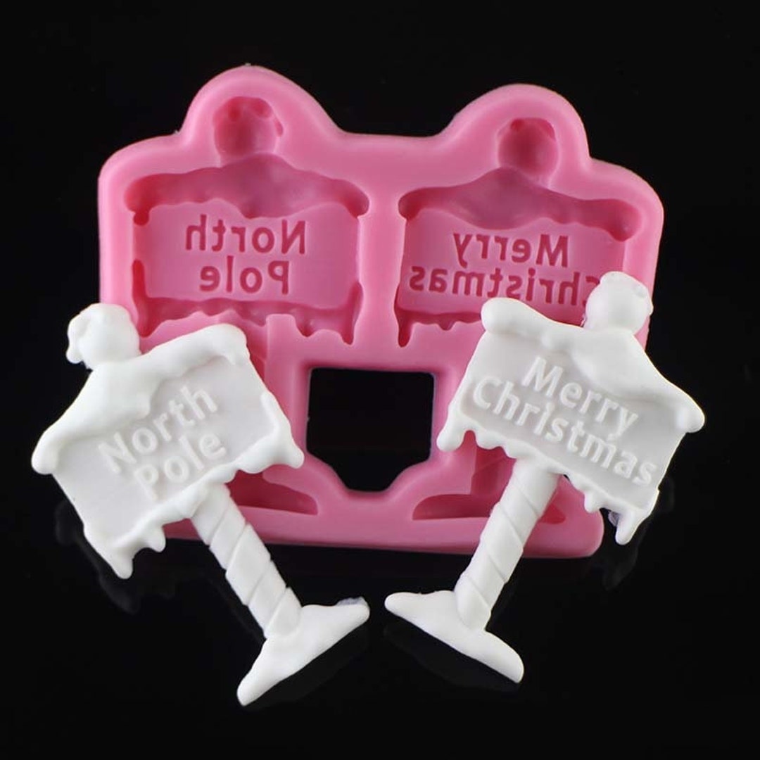 Christmas Road Signs Silicone Molds Merry Christmas Sign North Pole ...