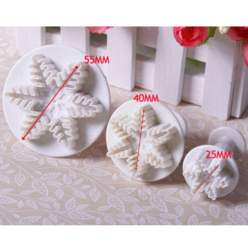 Snowflake Plunger Cutters Set Christmas Cutter Frozen Snowflake Fondant ...