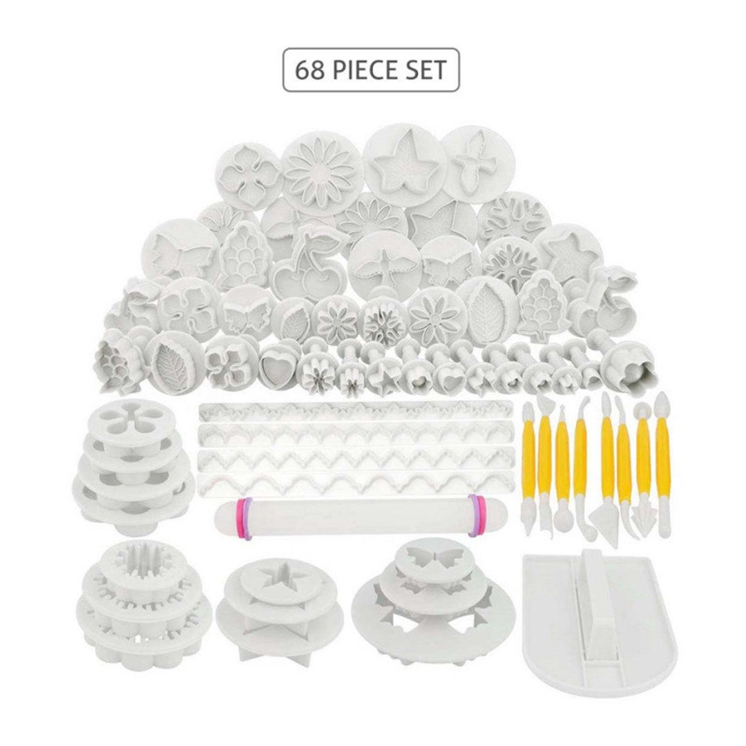 Flower Cutters Fondant Tools 68 Pieces Plunger Cutter Set Fondant ...