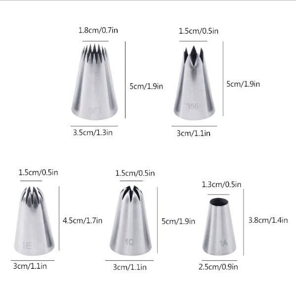 Large Piping Tips for Cupcake and Cake Decorating, 3 Pieces Set or 5 ...