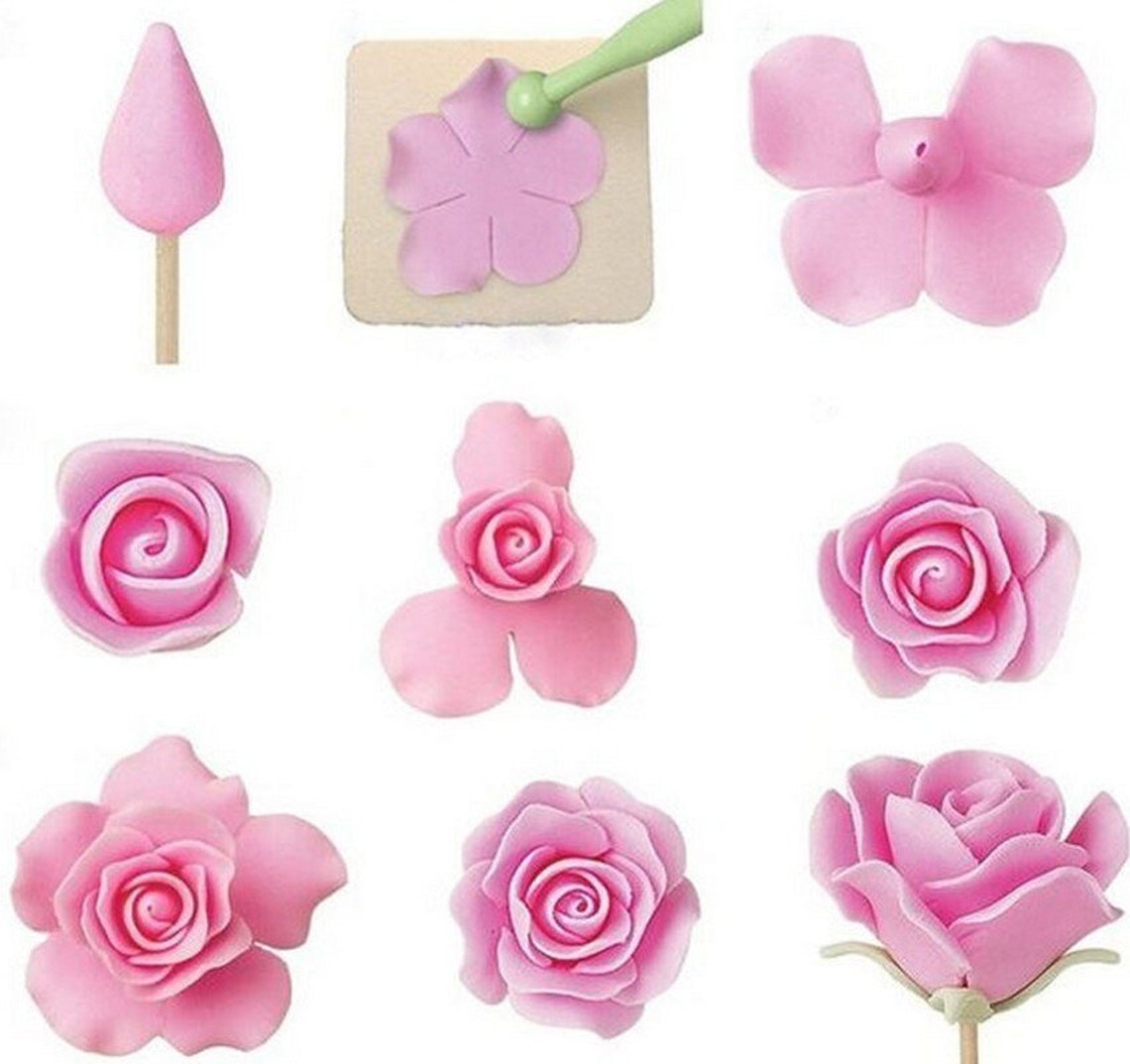 Rose Cutters Flower Cutter Fondant Roses 6 Pieces Set Plastic Fondant ...