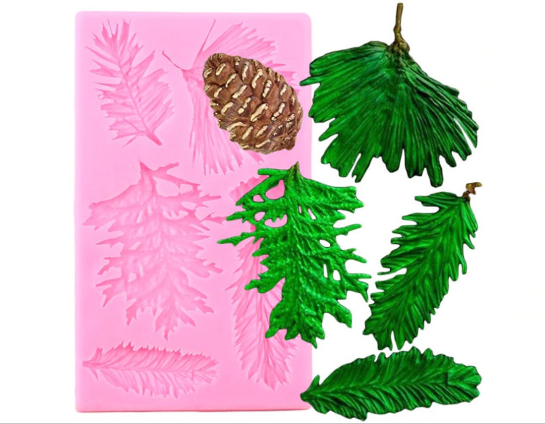 Christmas Pine Branch and Pine Cone Silicone Mold Fondant Mold Winter ...